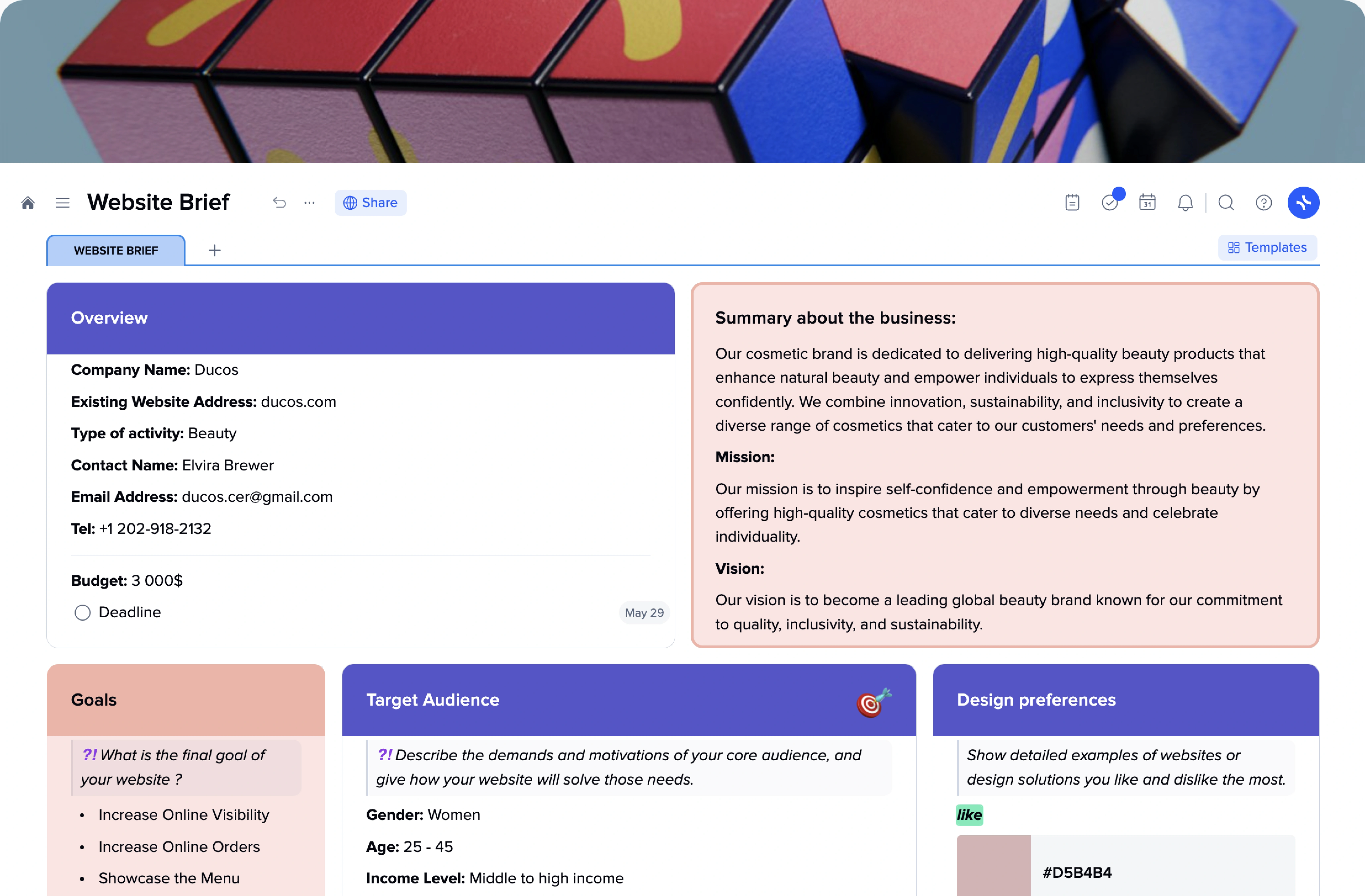 Freelancer Dashboard Template online for free | xTiles